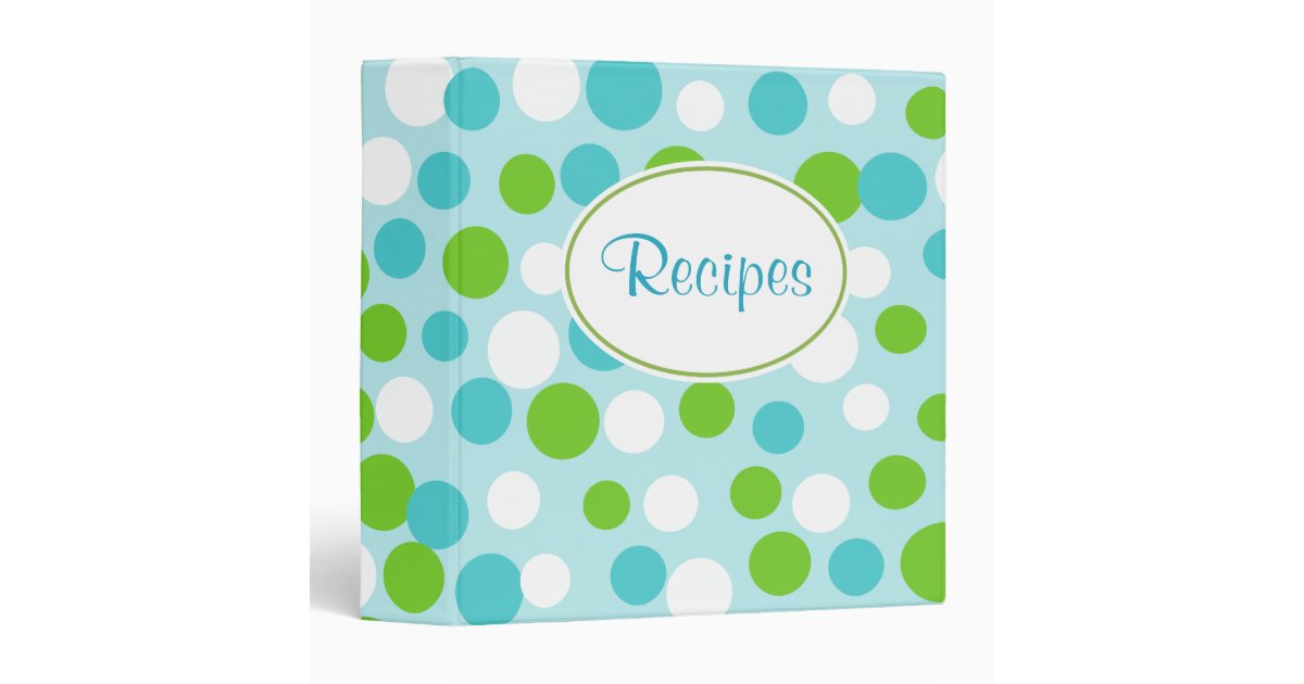 Turquoise Polka Dots Recipe Binder | Zazzle