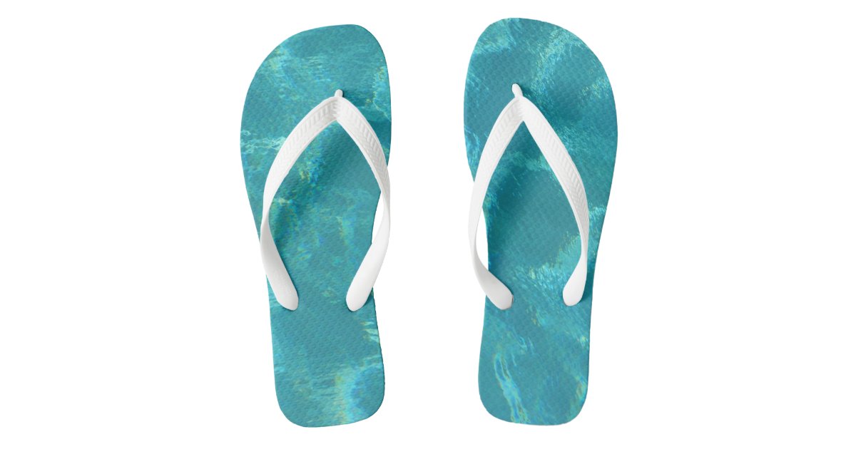 Turquoise Pool Water Flip Flops | Zazzle