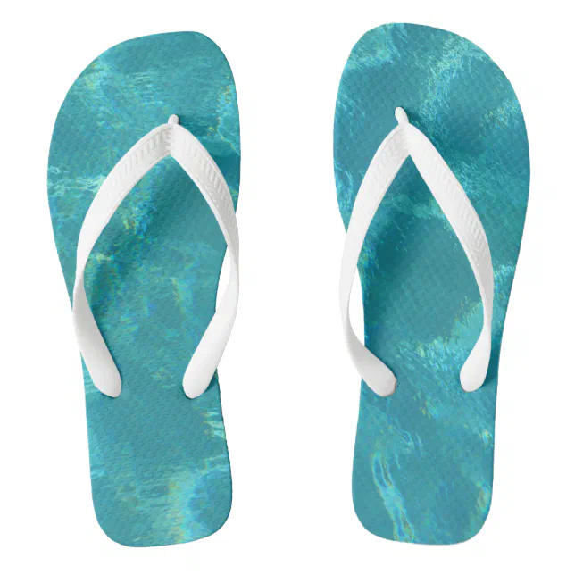 Turquoise Pool Water Flip Flops | Zazzle