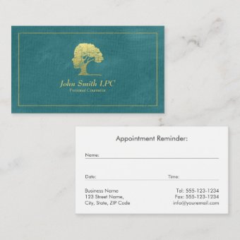 Turquoise Psychologist Personal Counselor Appointment Card | Zazzle