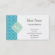 Turquoise Quatrefoil Pattern with Monogram Business Card | Zazzle