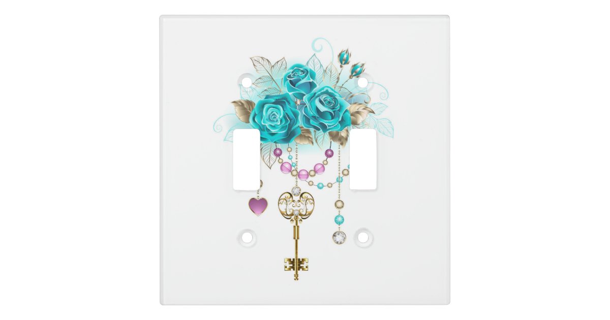 Turquoise Roses with Keys Light Switch Cover | Zazzle