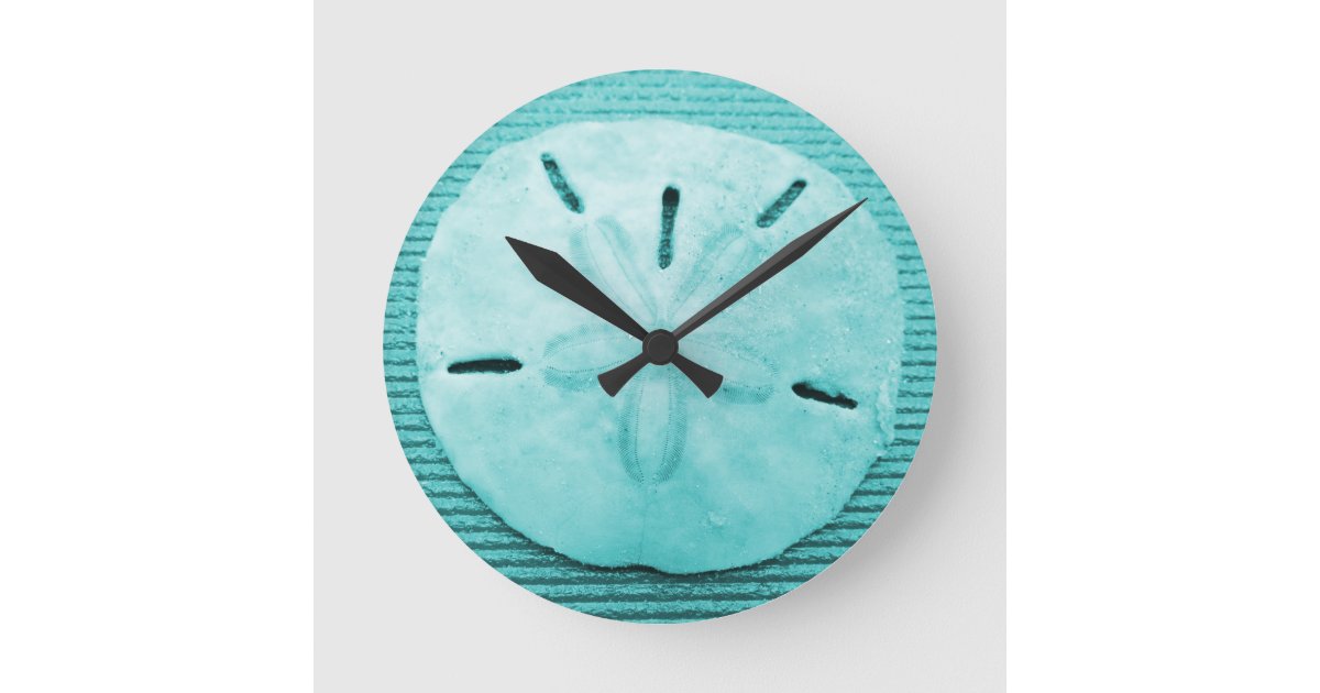 Turquoise Sand Dollar Round Clock | Zazzle