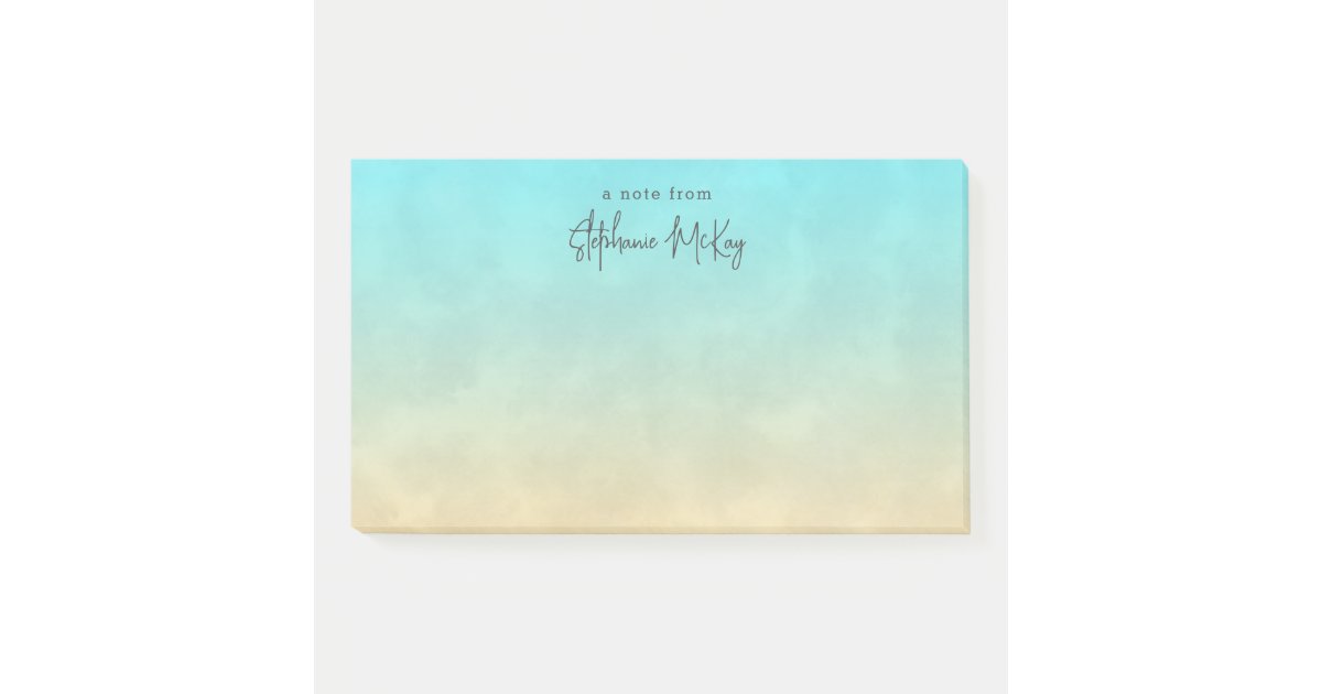 Turquoise sand gradient personalized post-it notes | Zazzle