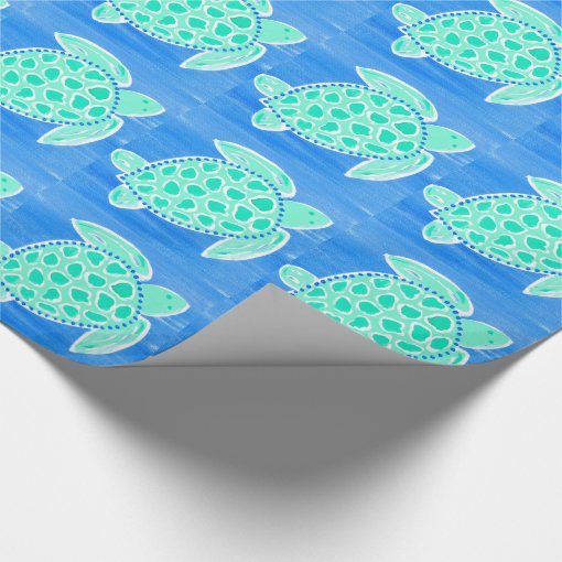 Turquoise Sea Turtle Wrapping Paper | Zazzle