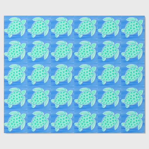 Turquoise Sea Turtle Wrapping Paper | Zazzle