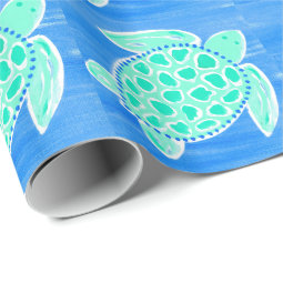 Turquoise Sea Turtle Wrapping Paper | Zazzle