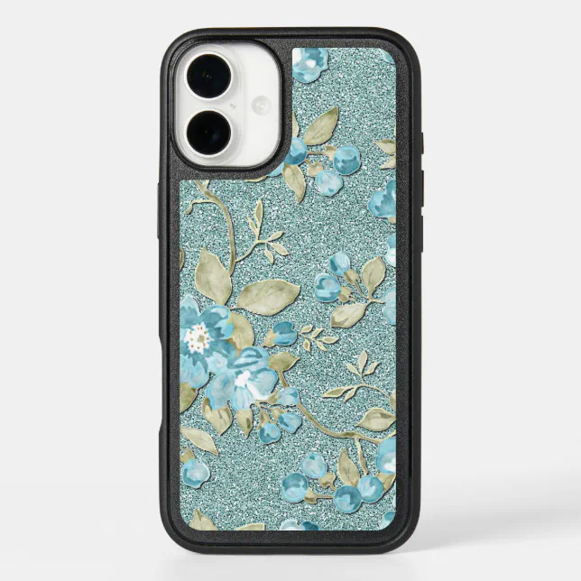 Turquoise Seafoam Teal Blue Floral Watercolor Otterbox iPhone Case | Zazzle