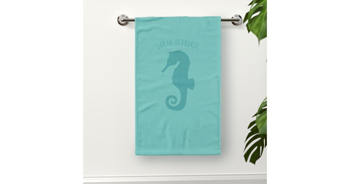 Turquoise Seahorse Hand Towel | Zazzle