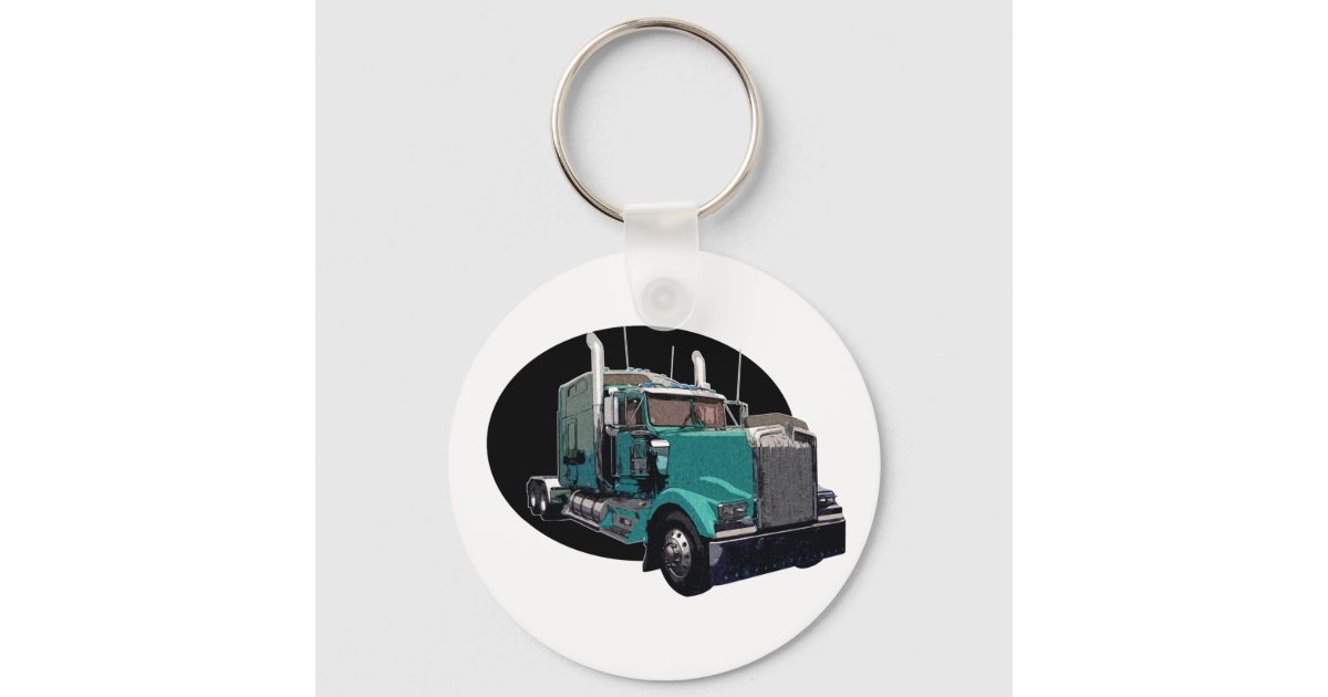 Turquoise Semi Truck Keychain | Zazzle