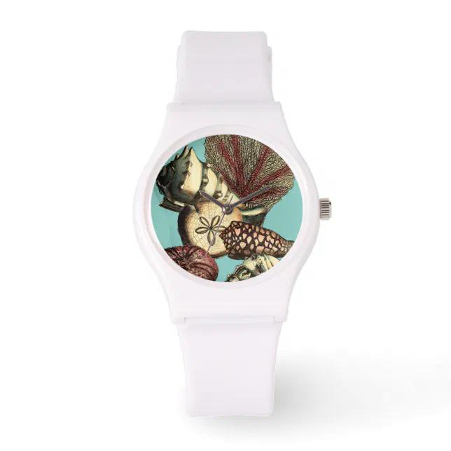 Turquoise Shell and Red Coral Collection Watch | Zazzle