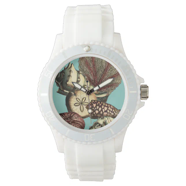 Turquoise Shell and Red Coral Collection Watch | Zazzle