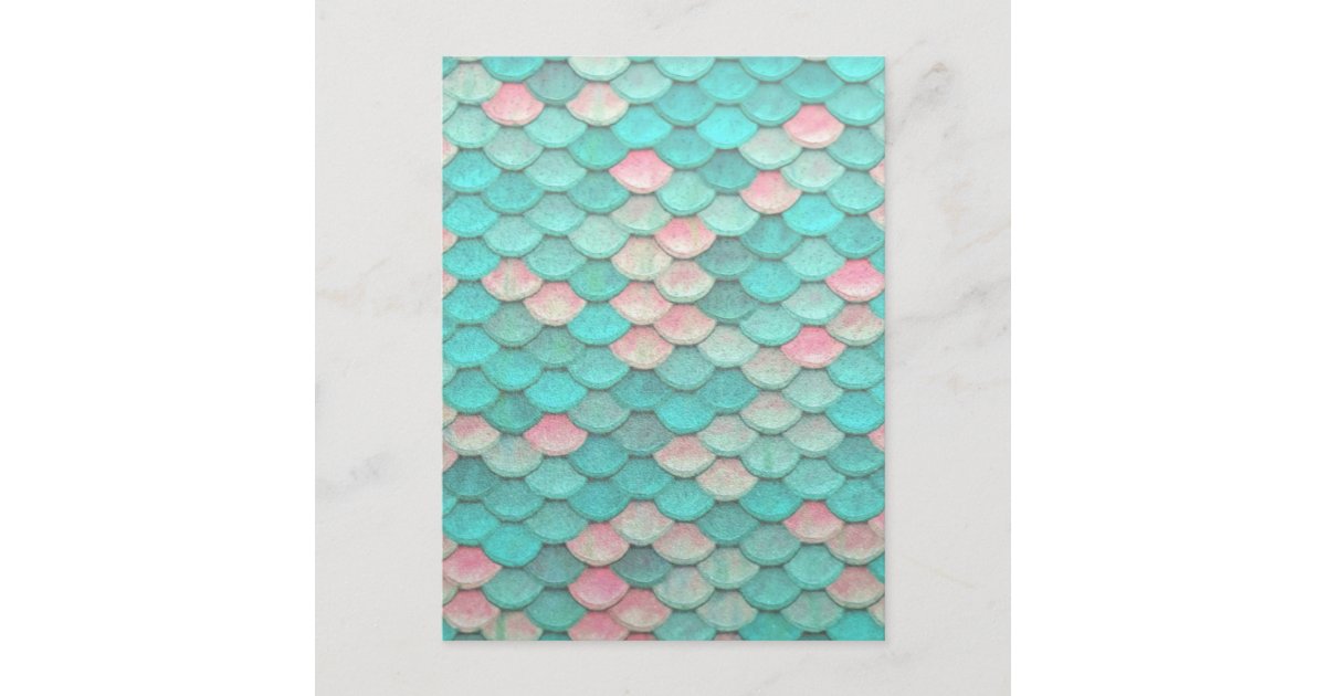 Turquoise Shiny Fish Scales Effect Pattern Postcard | Zazzle