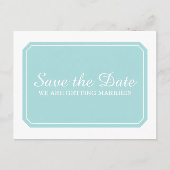 Turquoise Simply Elegant Save the Date Postcard | Zazzle