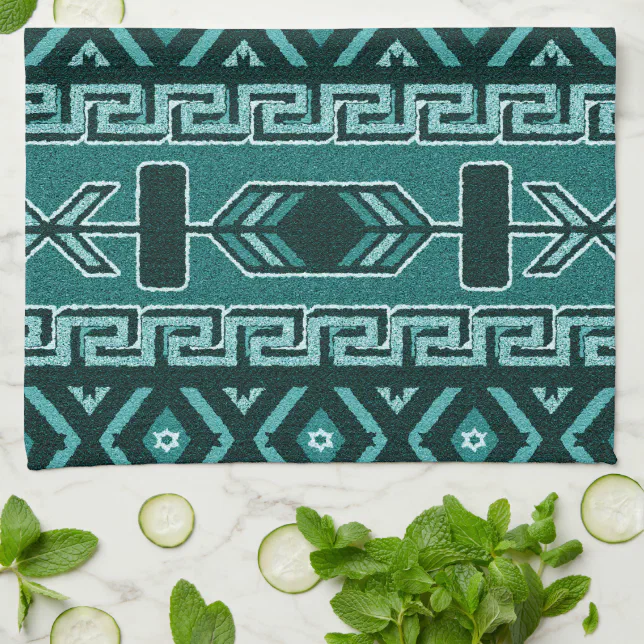 Turquoise Southwest Aztec Pattern Towel | Zazzle