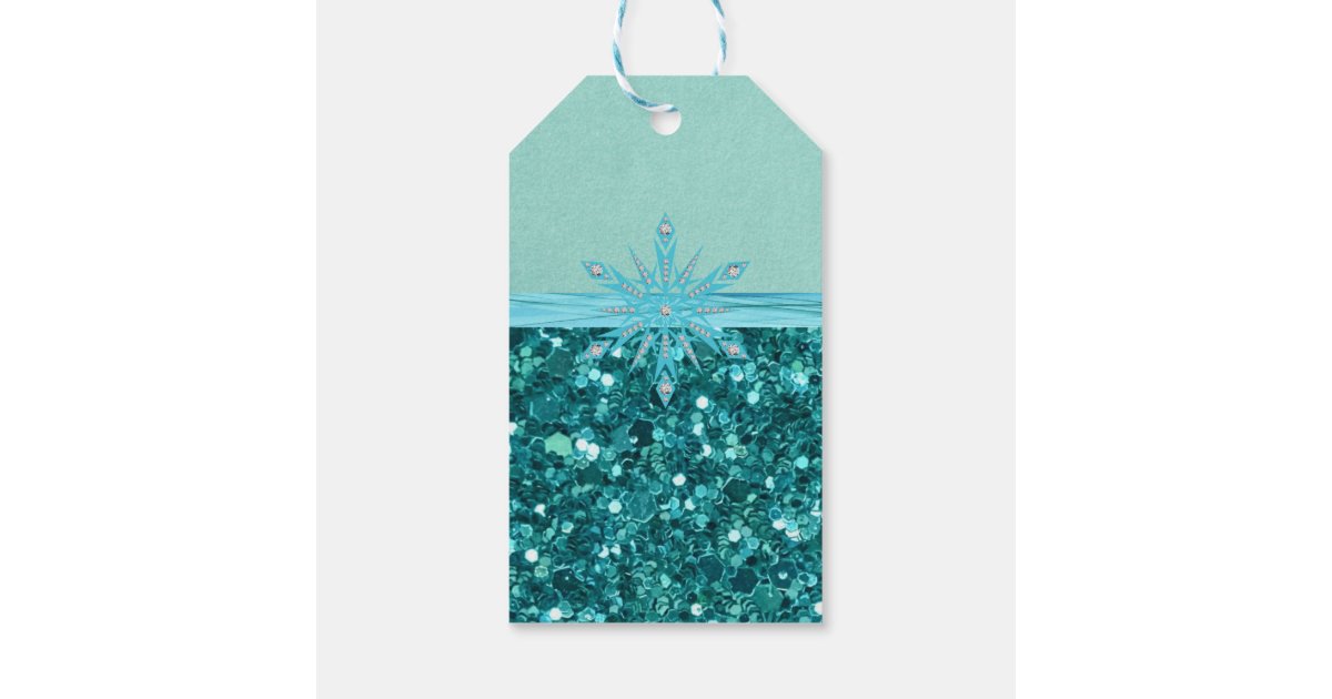 Turquoise Splendor, glitter and sparkle Gift Tags | Zazzle