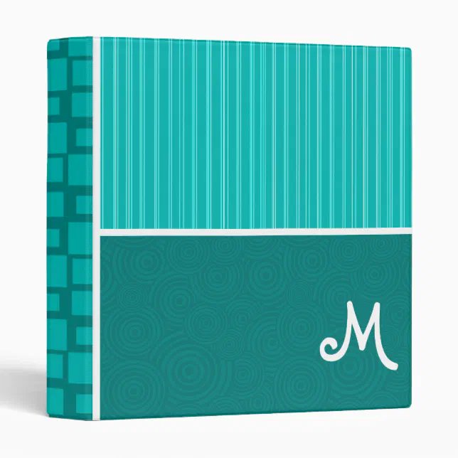 Turquoise Squares; Retro Square 3 Ring Binder | Zazzle