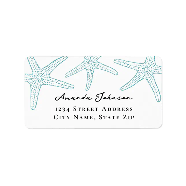 Turquoise Starfish Address Label | Zazzle