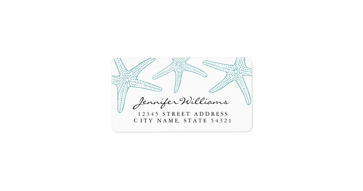 Turquoise Starfish Address Label | Zazzle