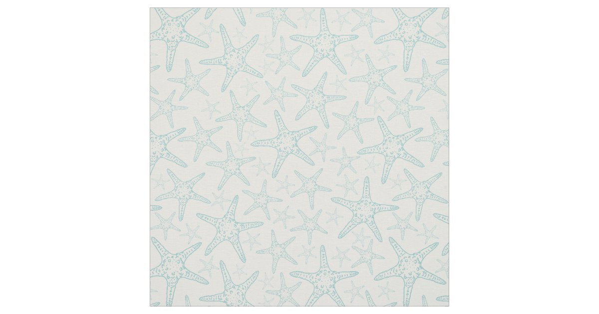 Turquoise Starfish Coastal Pattern Fabric | Zazzle