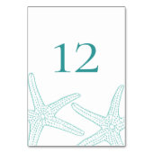 Turquoise Starfish Table Number Cards | Zazzle