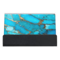 turquoise stone photo desk business card holder | Zazzle