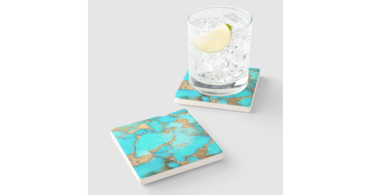 turquoise stone photo stone coaster | Zazzle