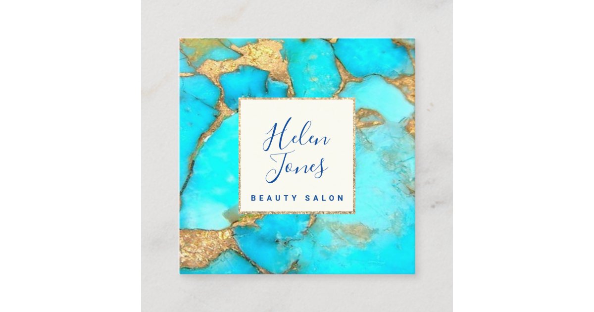 turquoise stone square business card | Zazzle