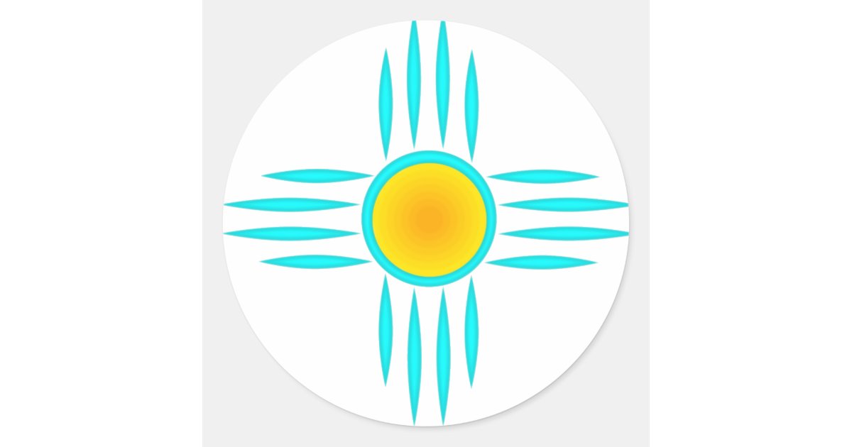 Turquoise Sun God Classic Round Sticker | Zazzle