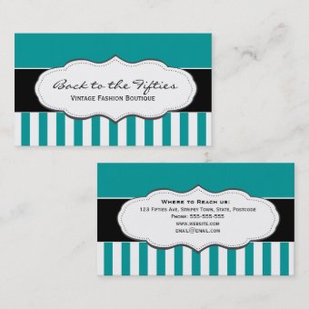Turquoise / Teal and White Striped Business Cards | Zazzle
