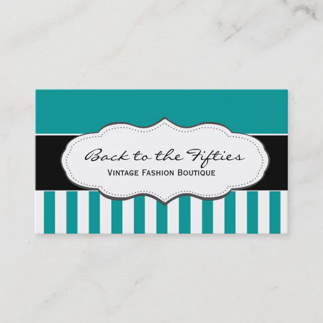 Turquoise / Teal and White Striped Business Cards | Zazzle