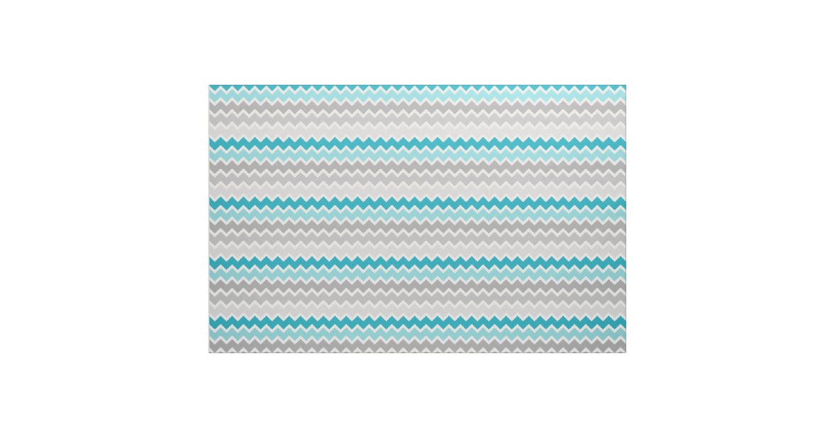 Turquoise Teal Blue Grey Gray Ombre Chevron Fabric | Zazzle