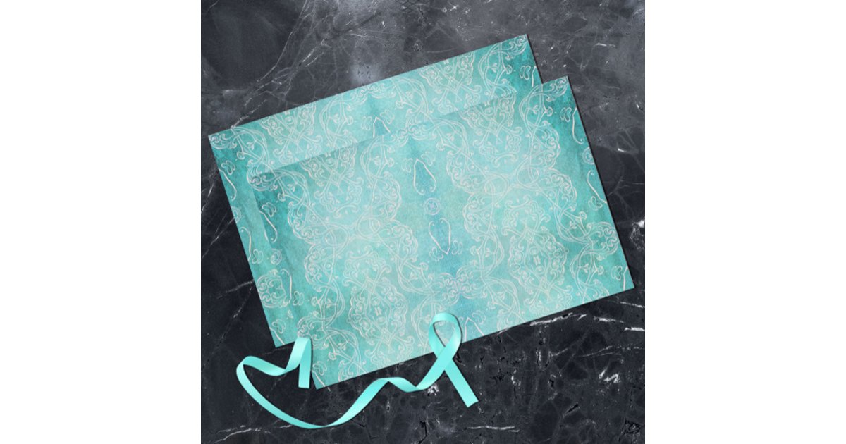Turquoise Teal Classic Baroque Elegant Distressed Tissue Paper | Zazzle