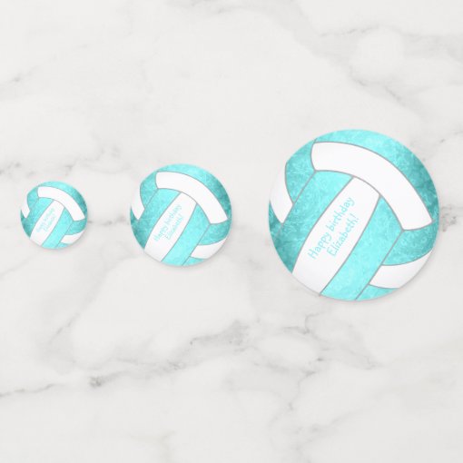 turquoise teal girls volleyball birthday party confetti | Zazzle