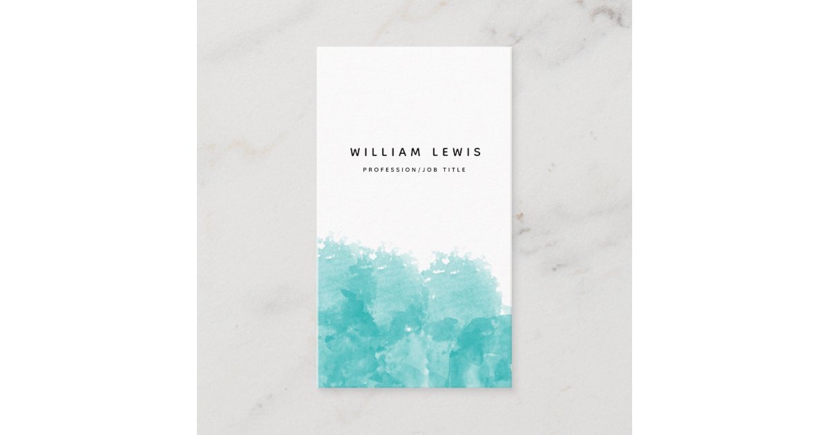 Turquoise Teal Watercolor QR Code Social Media Business Card | Zazzle