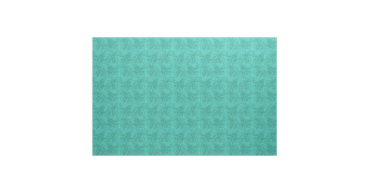 Turquoise Tooled Leather Print Western Fabric | Zazzle