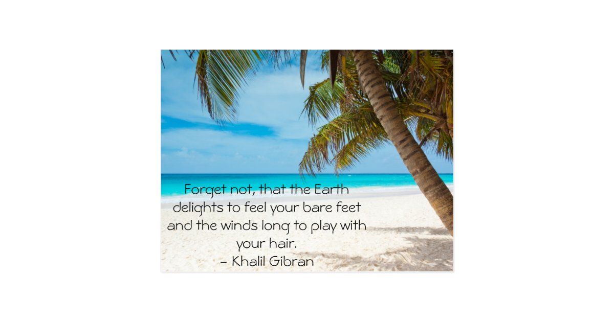 Turquoise Tropical Beach with inspirational quote Postcard | Zazzle.com
