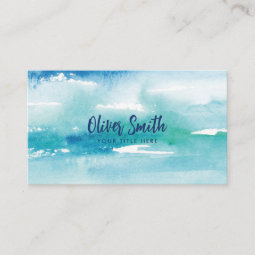 Turquoise Watercolor Abstract Ocean Business Card | Zazzle