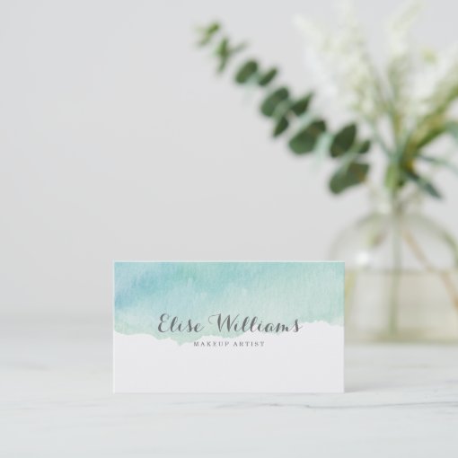 Turquoise Watercolor Business Card | Zazzle