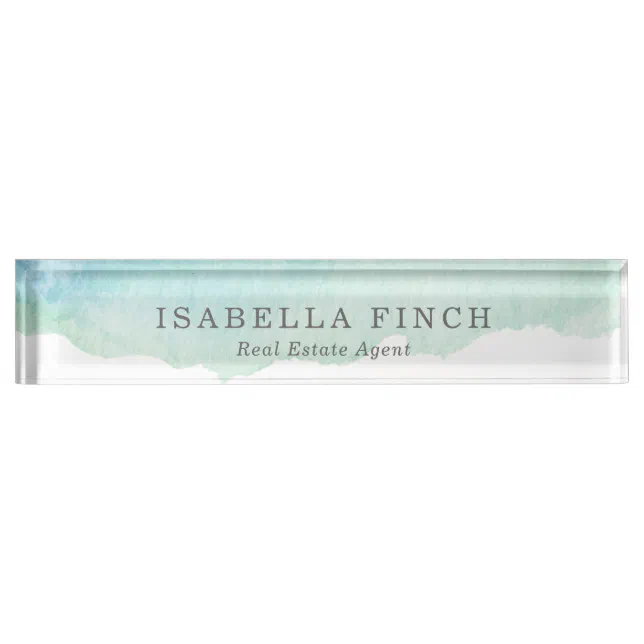 Turquoise Watercolor Desk Name Plate | Zazzle