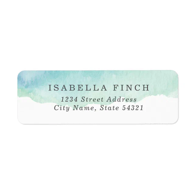 Turquoise Watercolor Label | Zazzle
