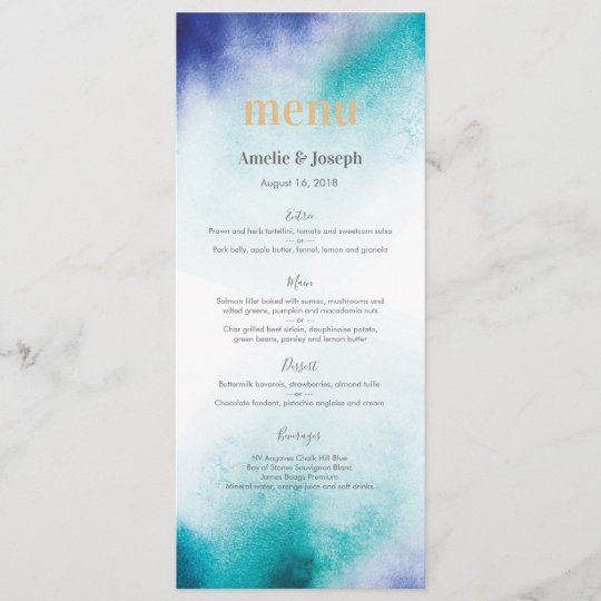 Turquoise watercolor Menu or Program Card | Zazzle.com