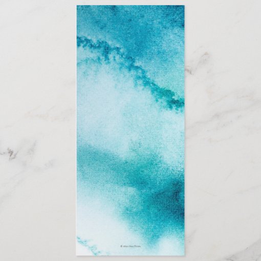 Turquoise watercolor Menu or Program Card | Zazzle