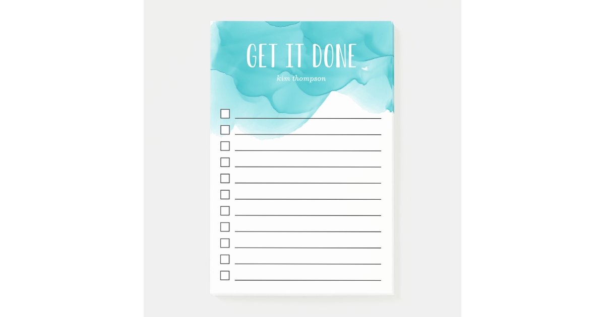 Turquoise Watercolor Personalized To-Do List Post-it Notes | Zazzle.com