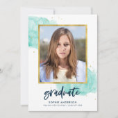 Turquoise Watercolor Photo Graduate Grad Party Invitation | Zazzle