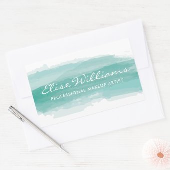 Turquoise Watercolor Rectangular Sticker | Zazzle