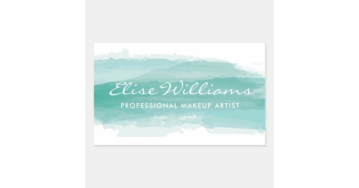 Turquoise Watercolor Rectangular Sticker | Zazzle