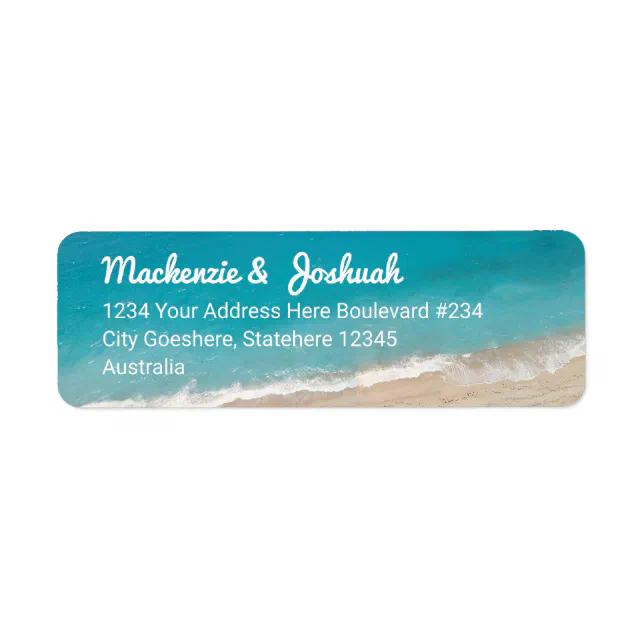 Turquoise Waters on Sandy Beach Return Address Label | Zazzle