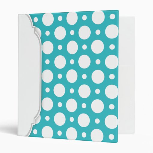 Turquoise White Assorted Polka Dots custom Binder | Zazzle