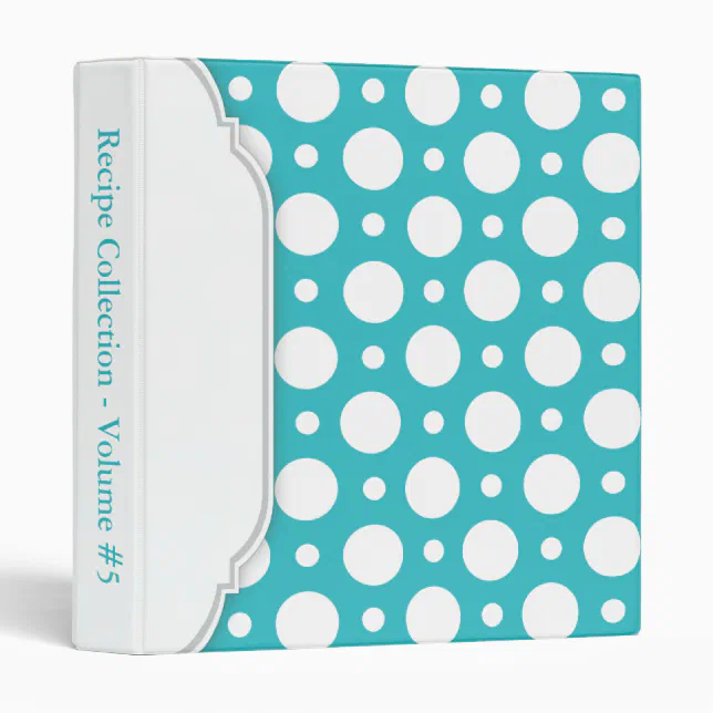 Turquoise White Assorted Polka Dots custom Binder | Zazzle